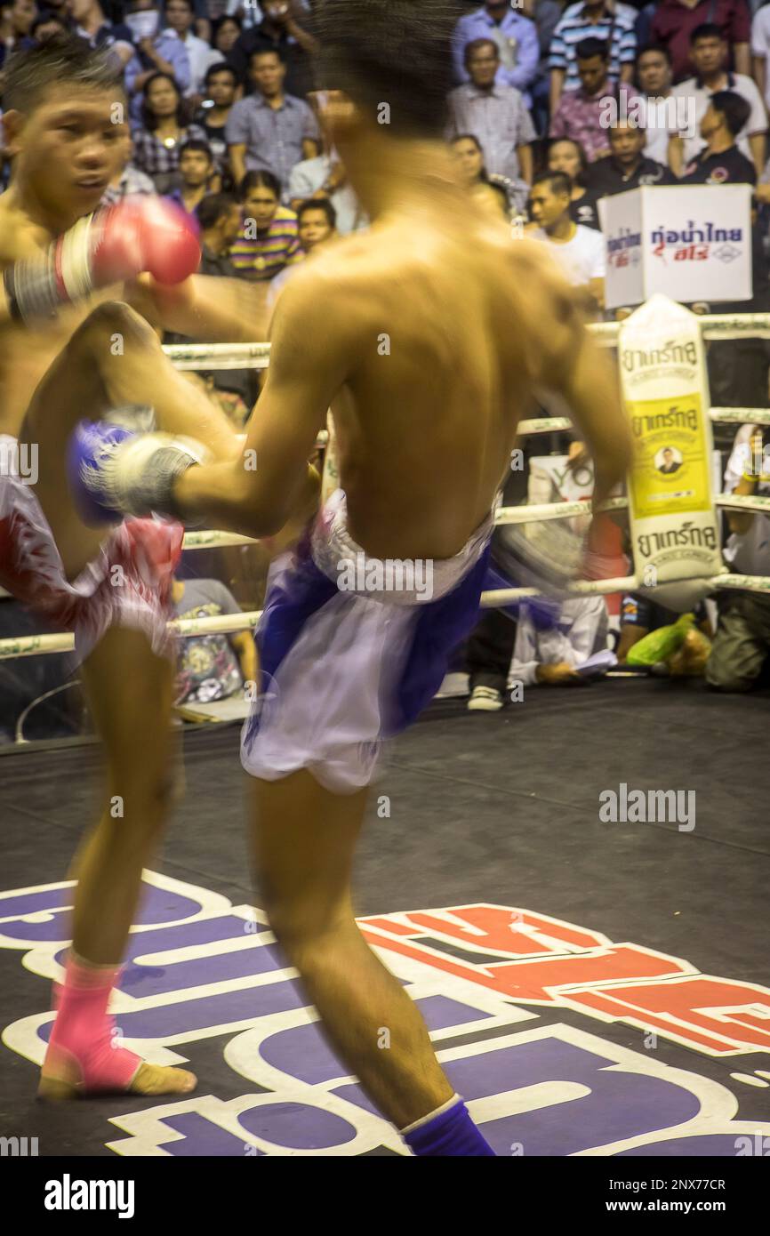 Muay Thai boxers fighting, Bangkok, Thailand Stock Photo - Alamy