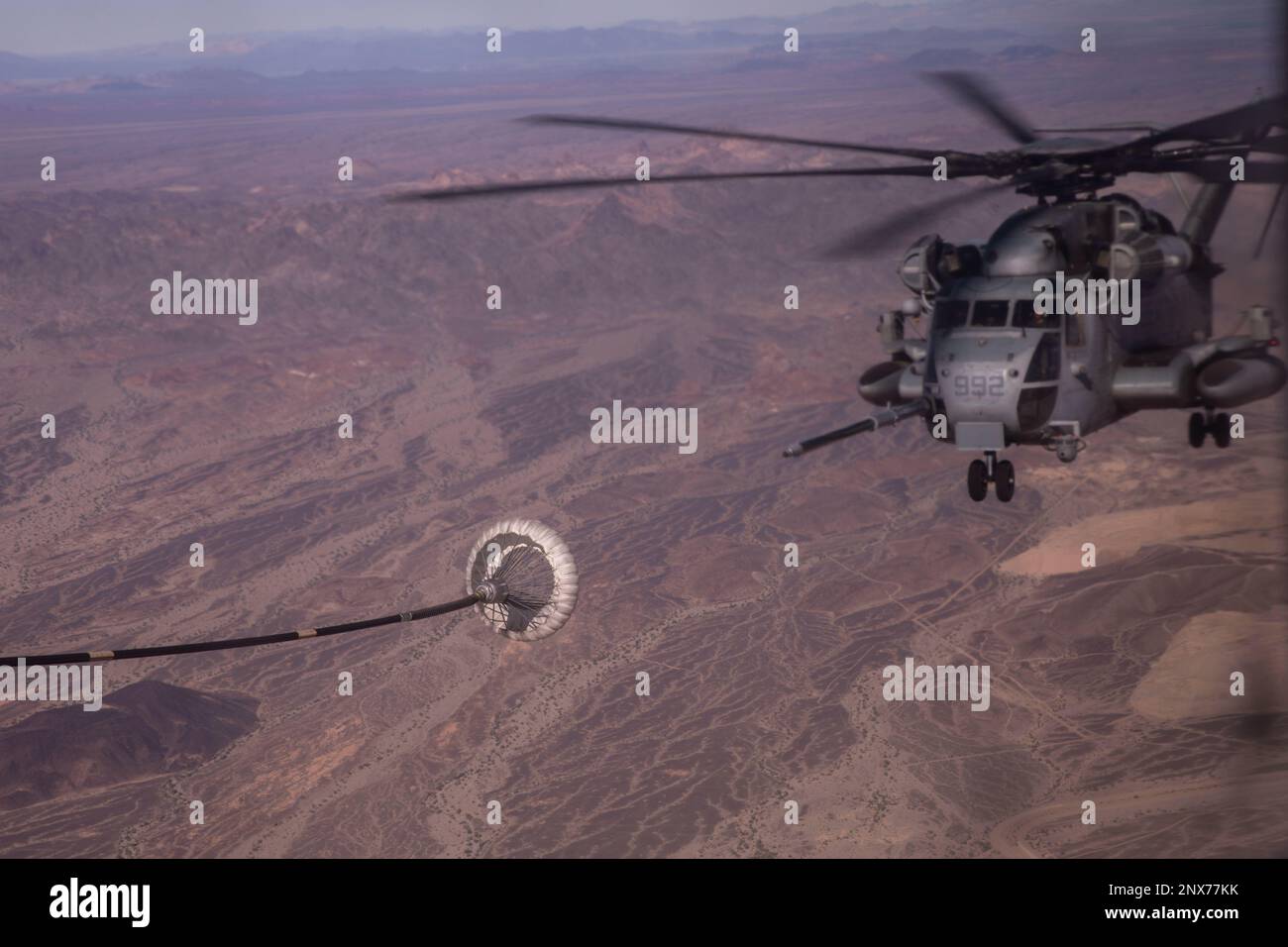 A U.S. Marine Corps CH-53E Super Stallion helicopter with Marine Heavy ...