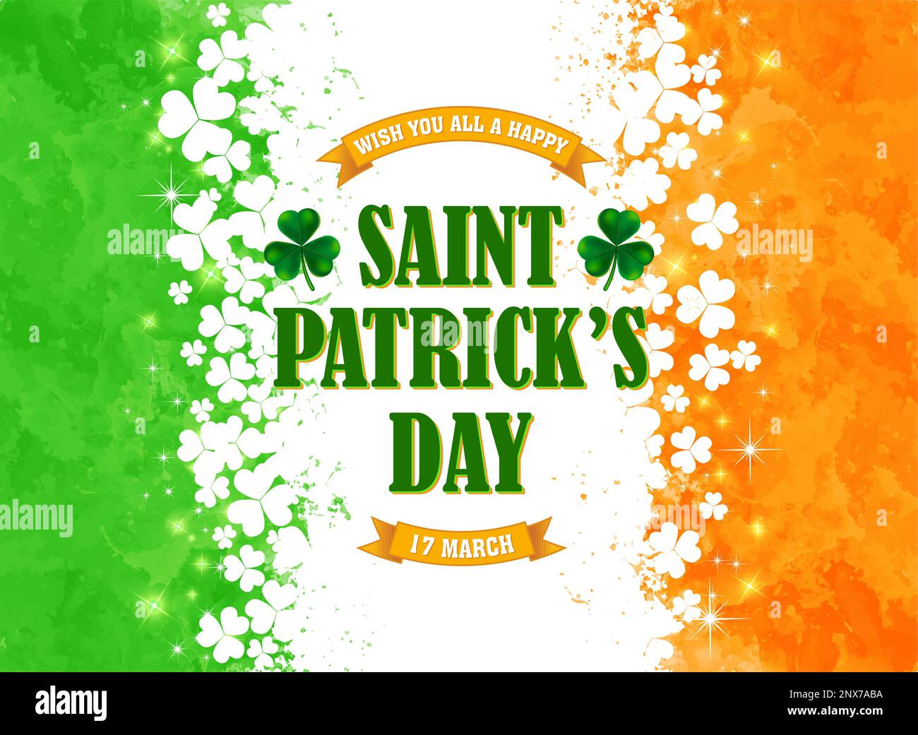 St. Patrick's Day Celebration Background with shamrock clover and text ...