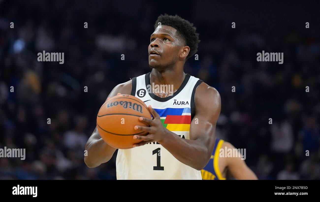 Minnesota Timberwolves guard Anthony Edwards (1) during an NBA ...