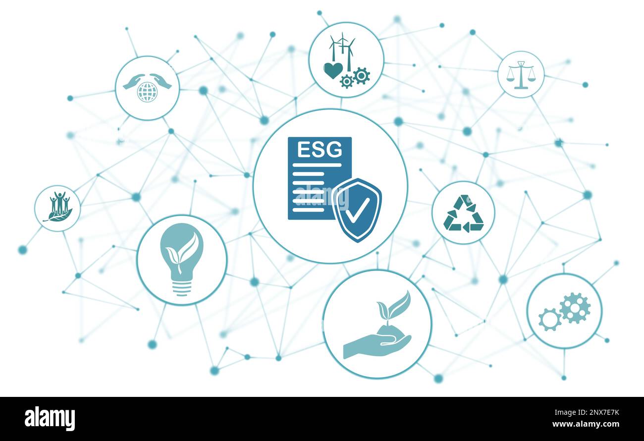 Concept of esg with connected icons Stock Photo - Alamy