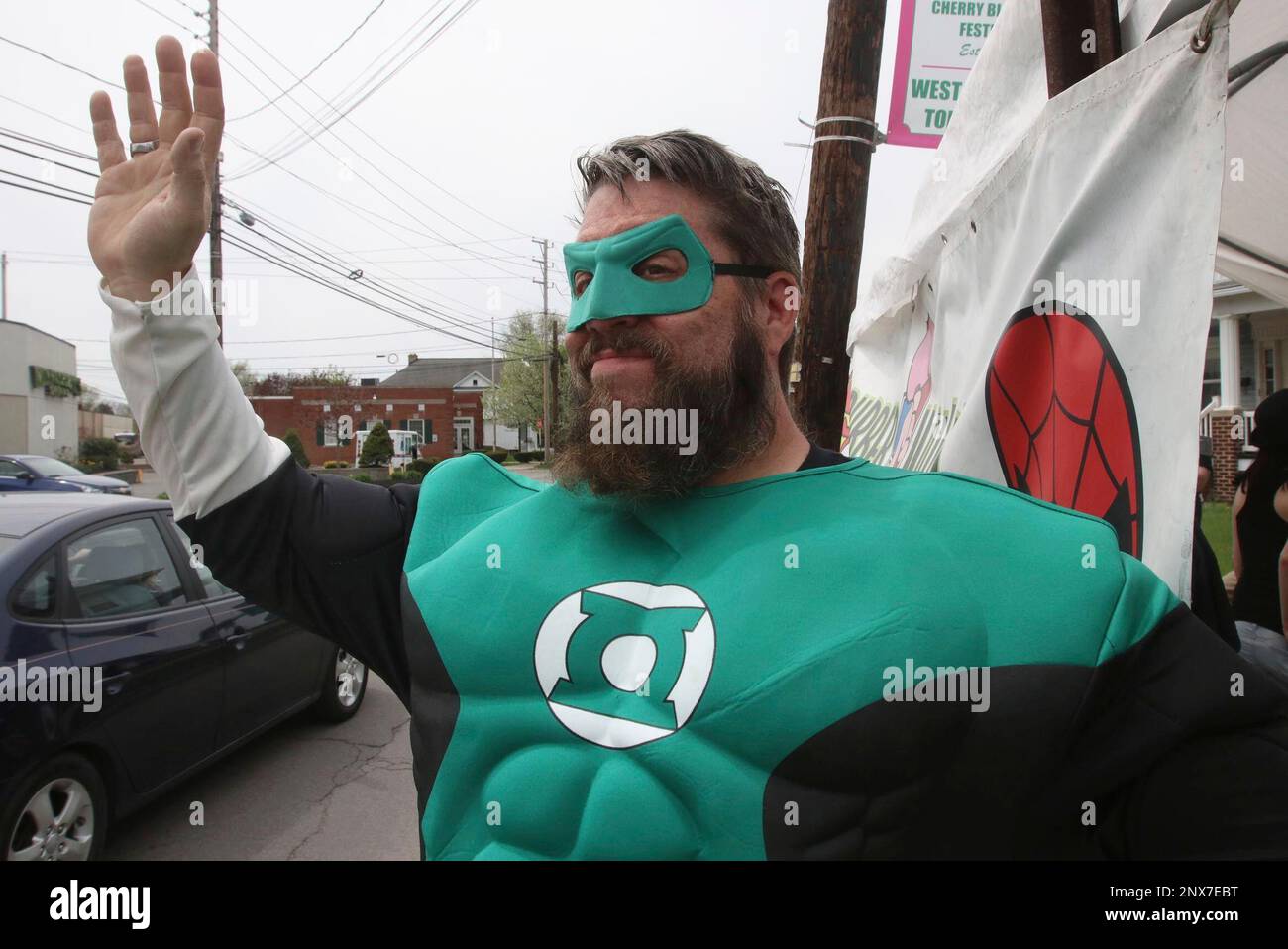 Dressed in costume as the DC Comics Hero The Green Lantern, Steve ...