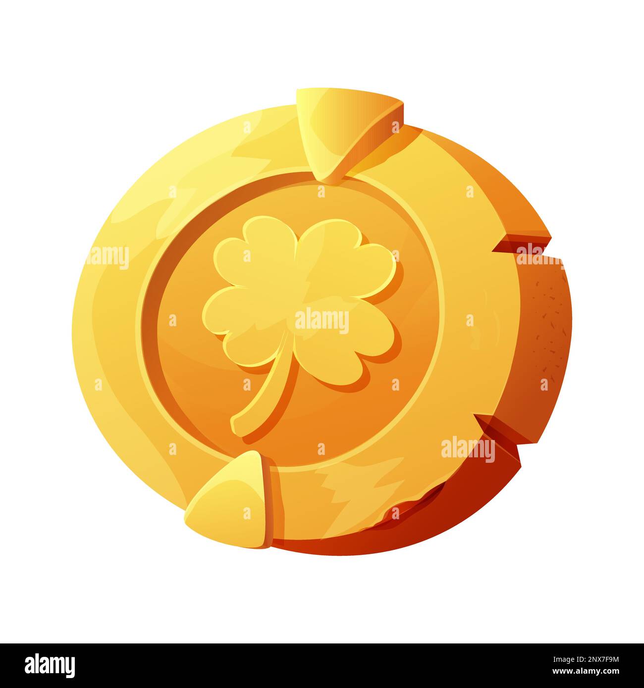 Golden coin with clover lucky symbol, irish penny Celtic celebration ...