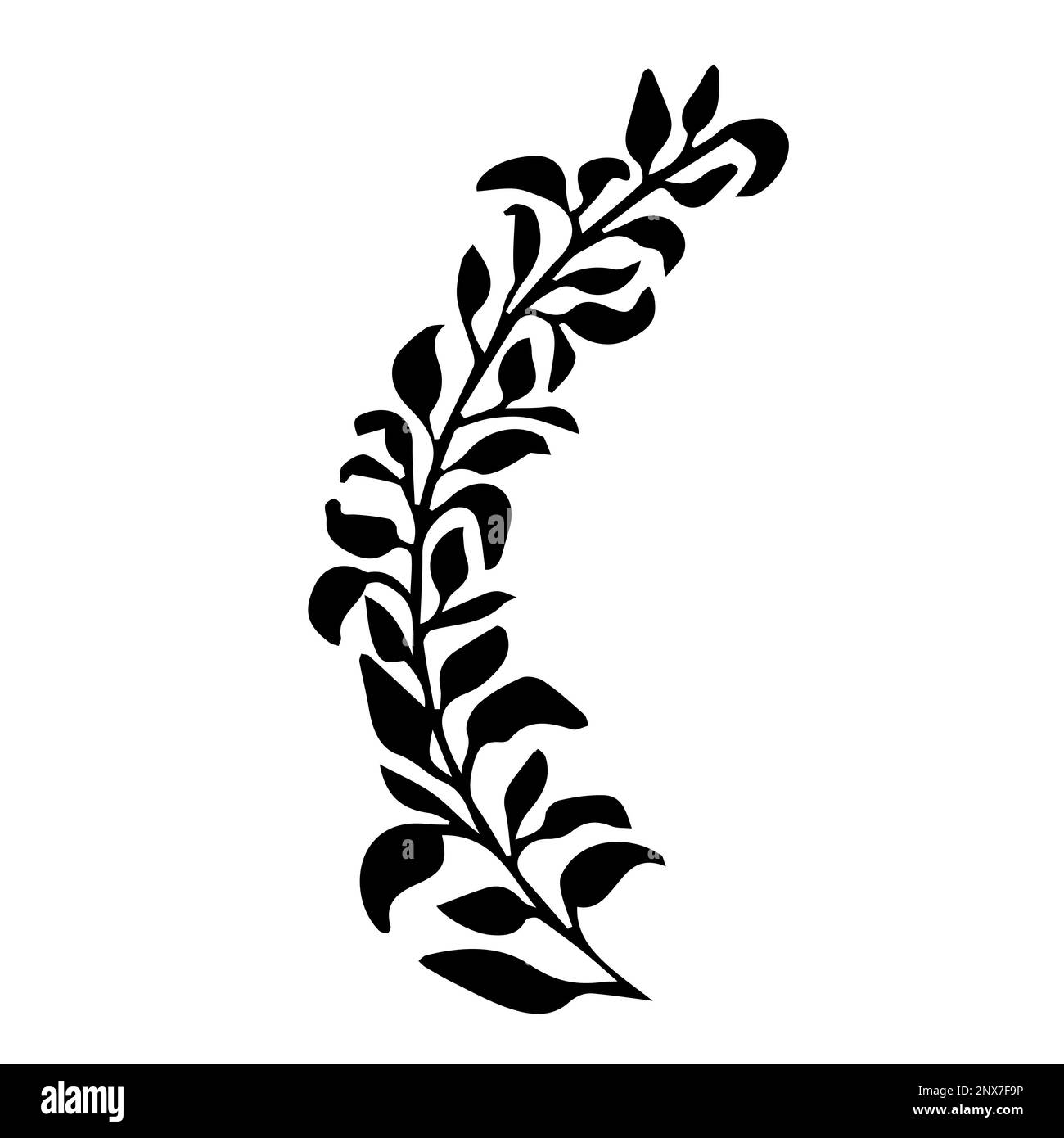 Branch, border black contour, wreath or border, elegant decoration in ...