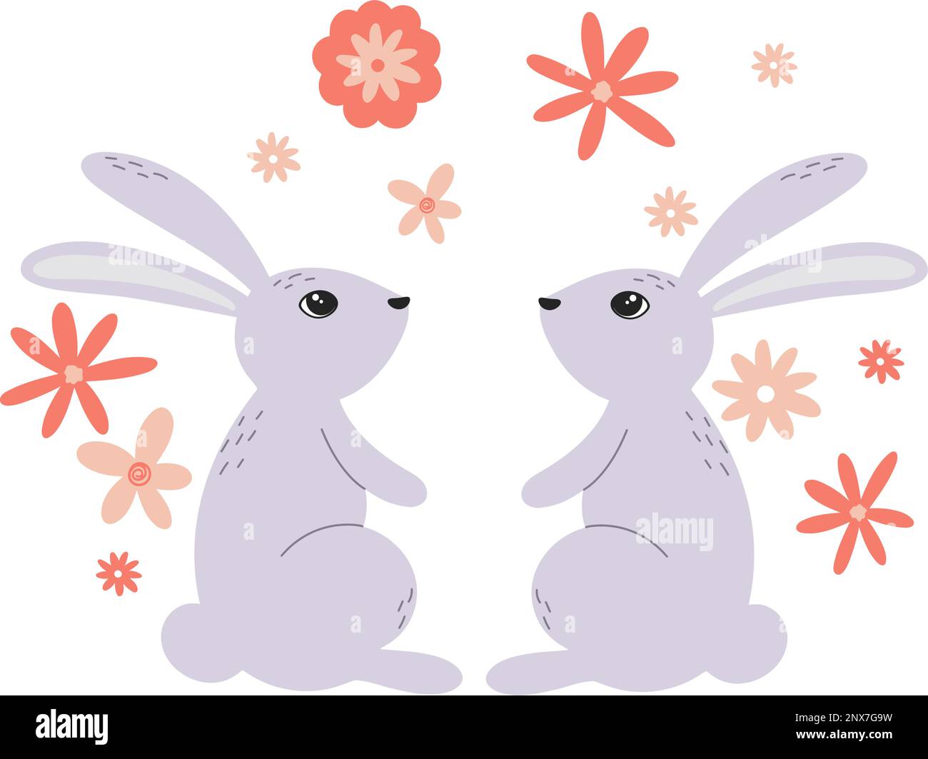 Pair of cute rabbits clip art Stock Vector Image & Art - Alamy