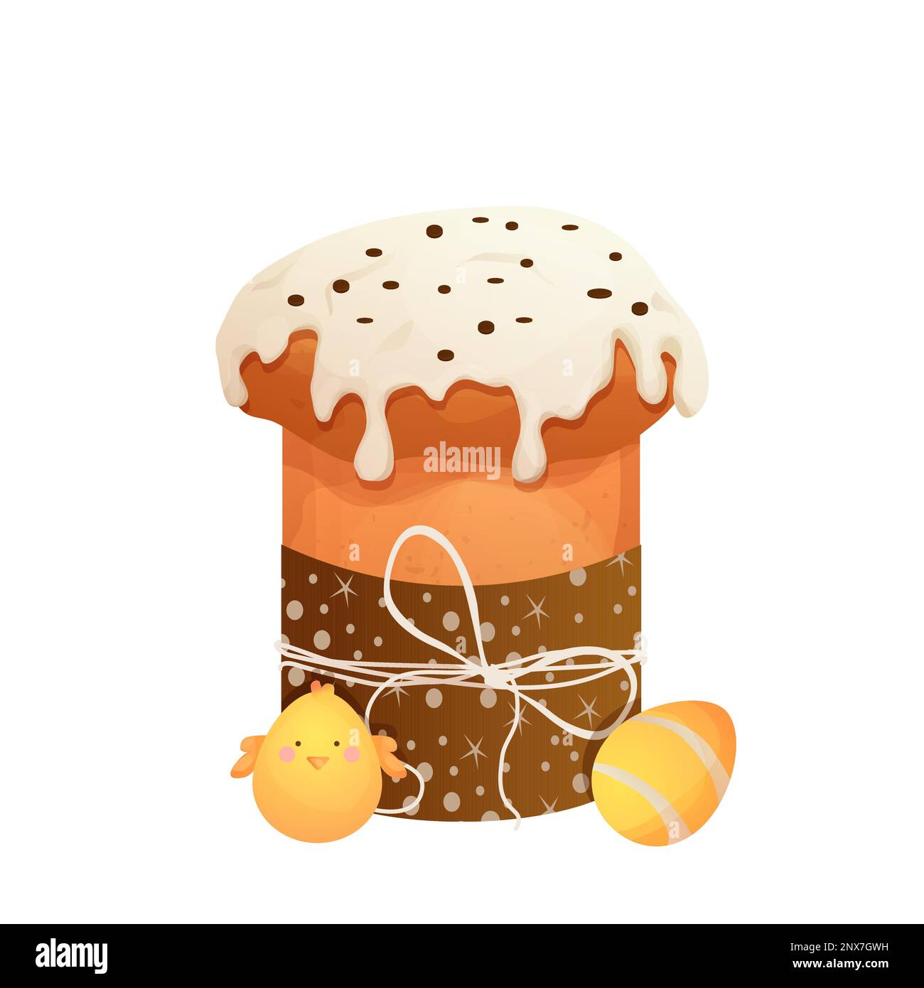 Panettone traditional cake in cartoon style isolated on white ...