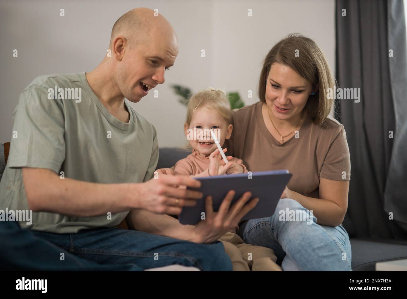 Cochlear implant system. Installation cochlear implant on child girl ...