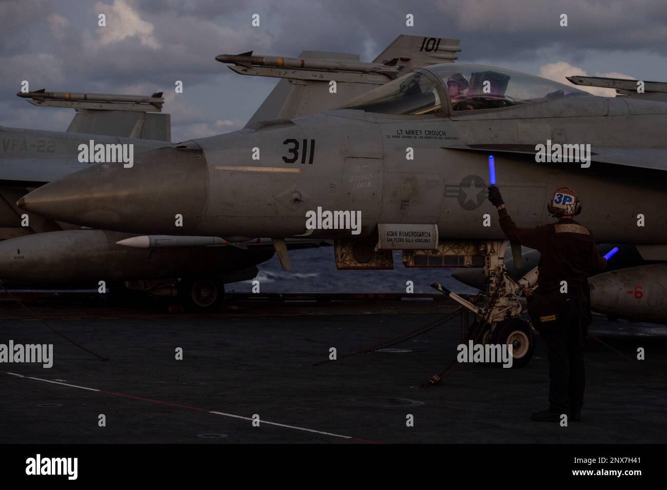 230107-N-DU622-1023 PHILIPPINE SEA (Jan. 7, 2023) An F/A-18E Super Hornet from the “Kestrels” of ...