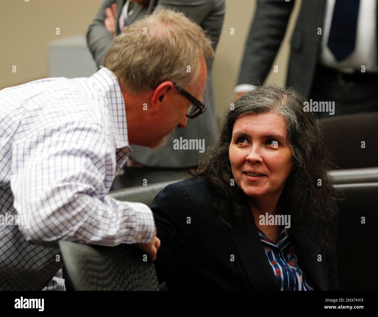Defendant Louise Anna Turpin, right, talks with an investigator during ...
