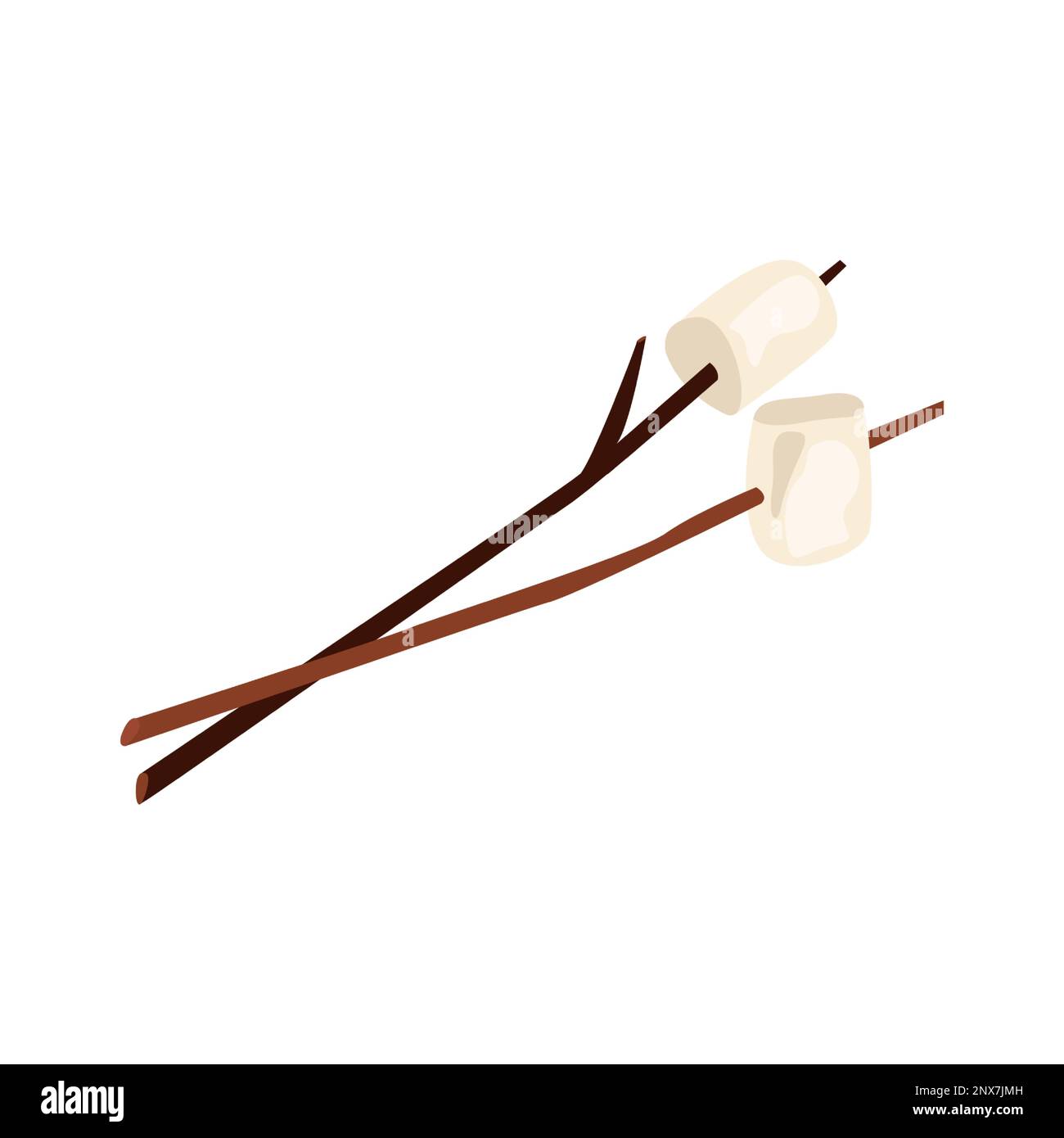 Roasted marshmallow flat icon. Colored vector element from camping ...