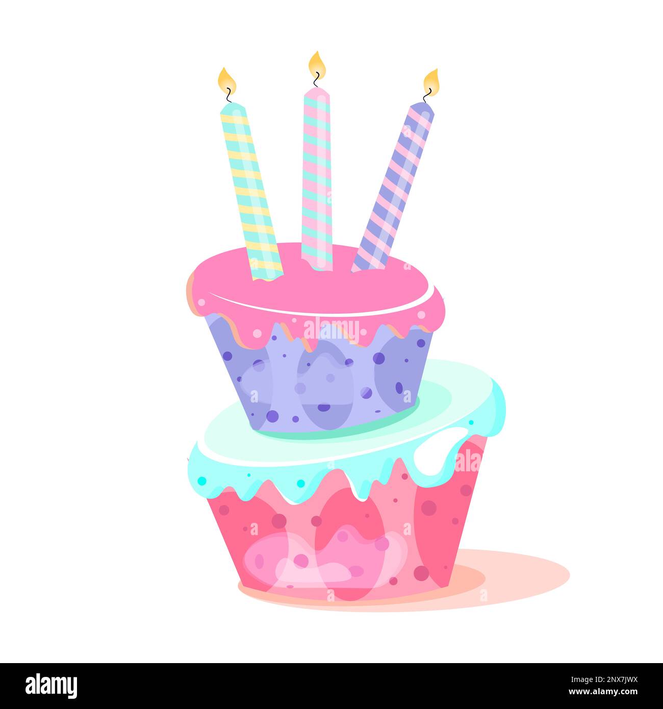 Birthday Cake with candles. Birthday Party Elements. Vector ...