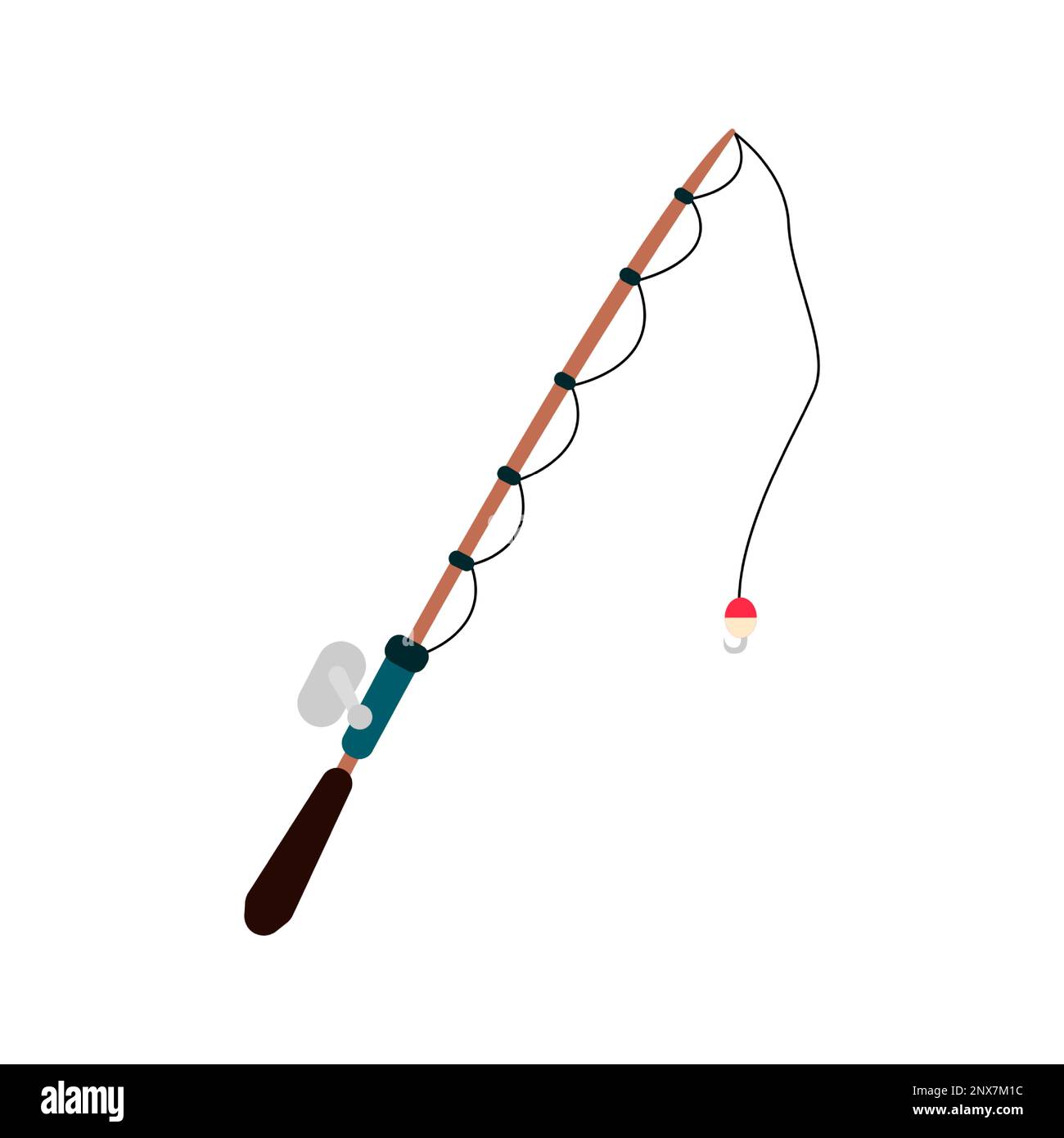 Fishing rod flat icon. Colored vector element from camping collection ...