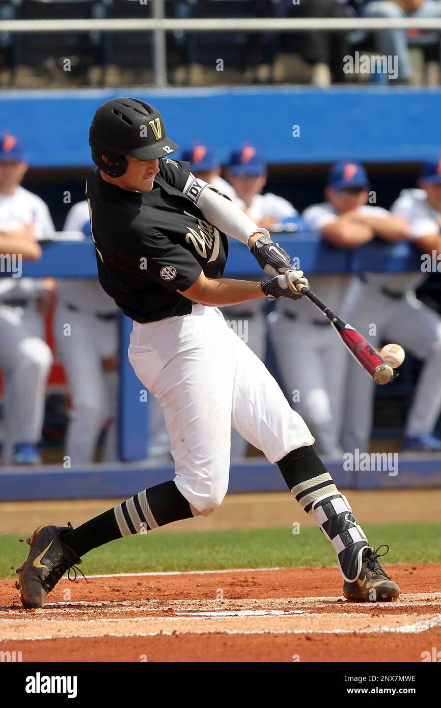 GAINESVILLE, FL - MARCH 31: Connor Kaiser (12) of Vanderbilt at bat ...
