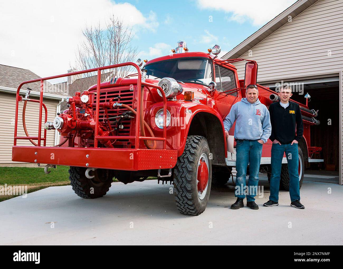 In this April 2018 photo, Limestone, Ill., Fire Chief Mike Whalen and ...