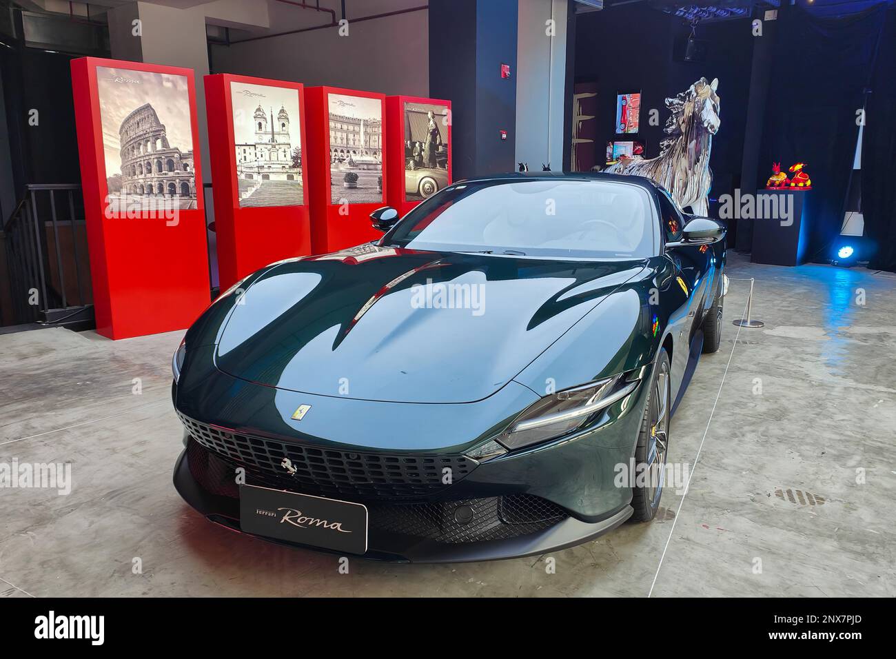 SHANGHAI, CHINA - MARCH 1, 2023 - A Ferrari Roma supercar is seen at a ...