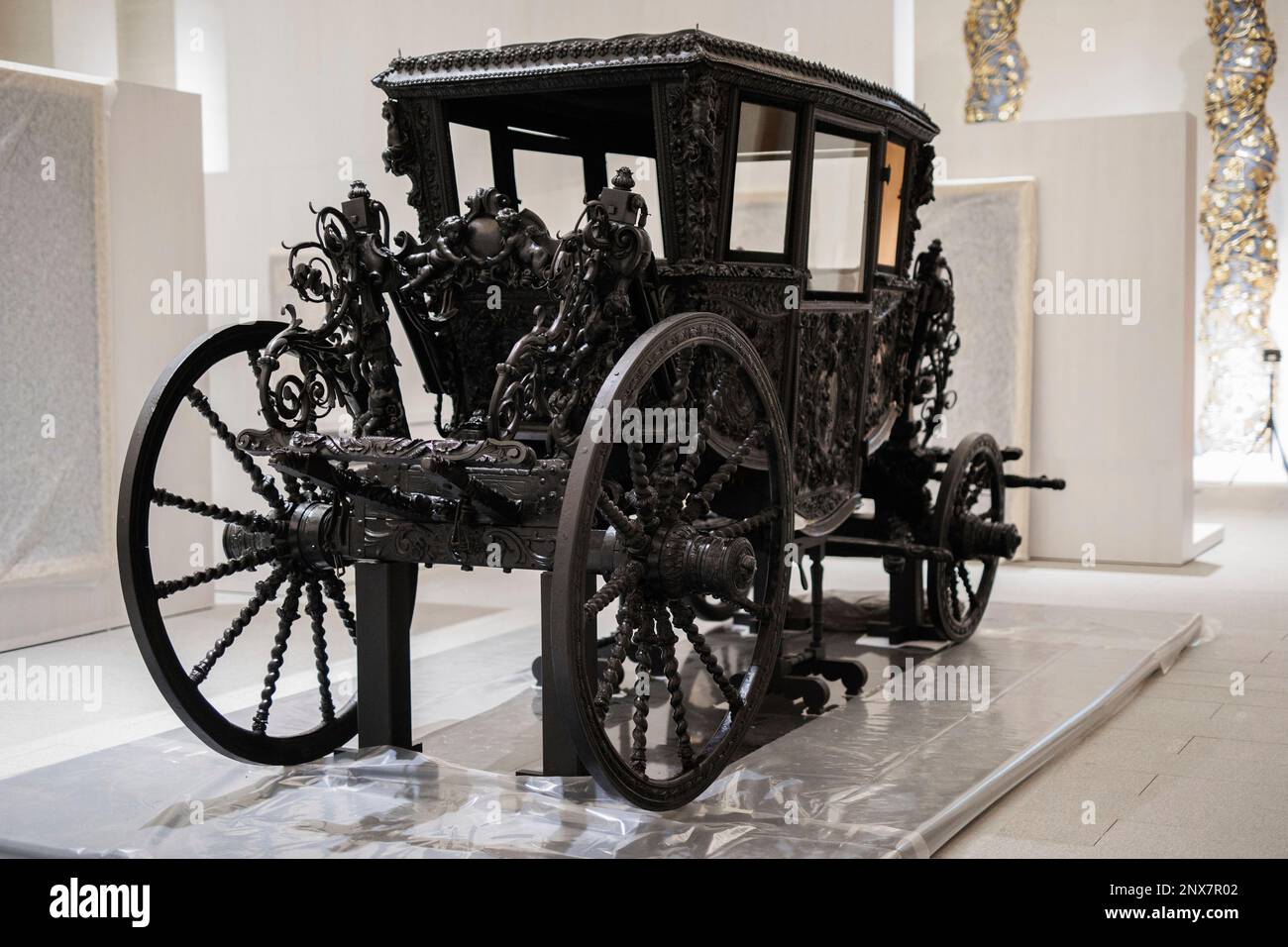 View of the carriage 'La Carroza Negra' during an interview for Europa ...