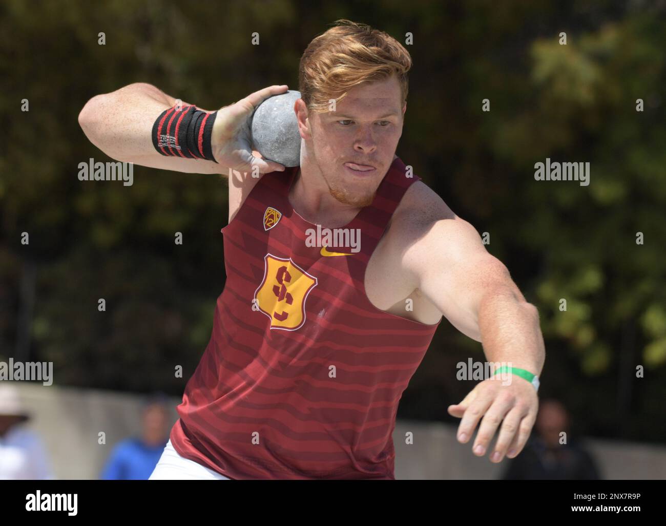 Nathan Bultman of Southern California places second in the shot put at ...