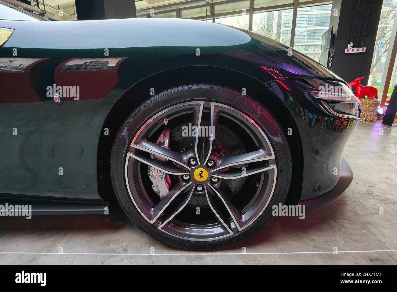 SHANGHAI, CHINA - MARCH 1, 2023 - A Ferrari Roma supercar is seen at a ...