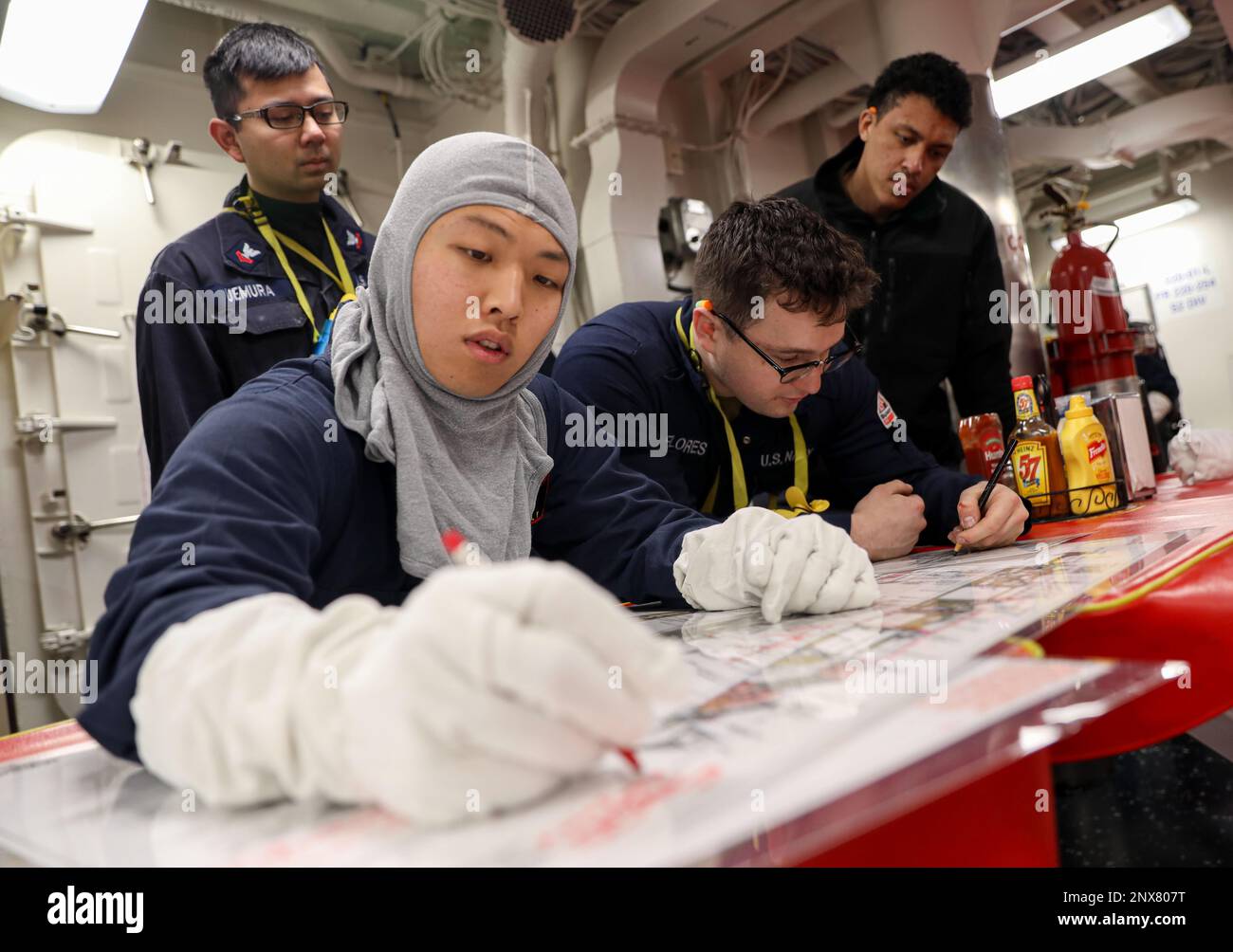 PACIFIC OCEAN (Jan. 28, 2023) – Sailors assigned to the Arleigh Burke ...