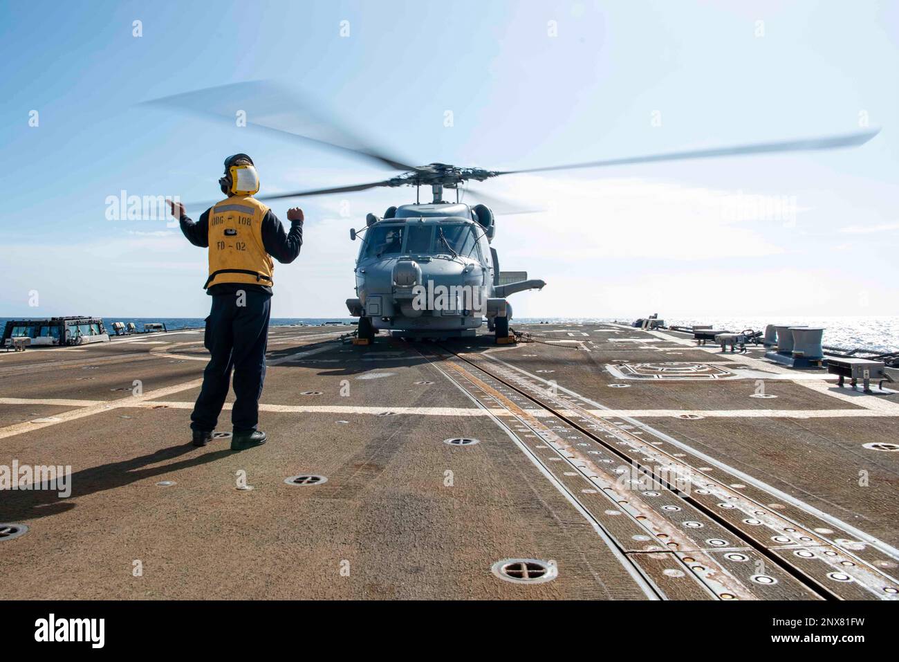 230218-N-MK109-1027 SOUTH CHINA SEA (Feb. 18, 2023) U.S. Navy Boatswain ...