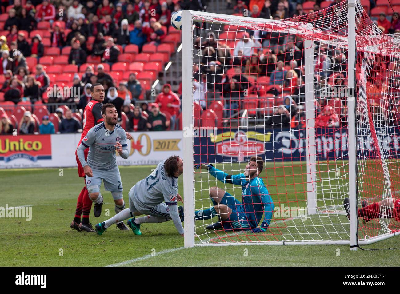 Chicago Fire forward Nemanja Nikolic (23) watches as his shot hit the ...