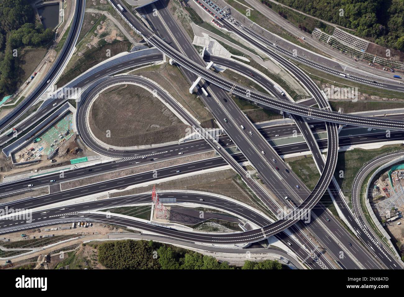 An aerial photo taken in Kobe, Hyogo Prefecture on April 28, 2018 shows ...