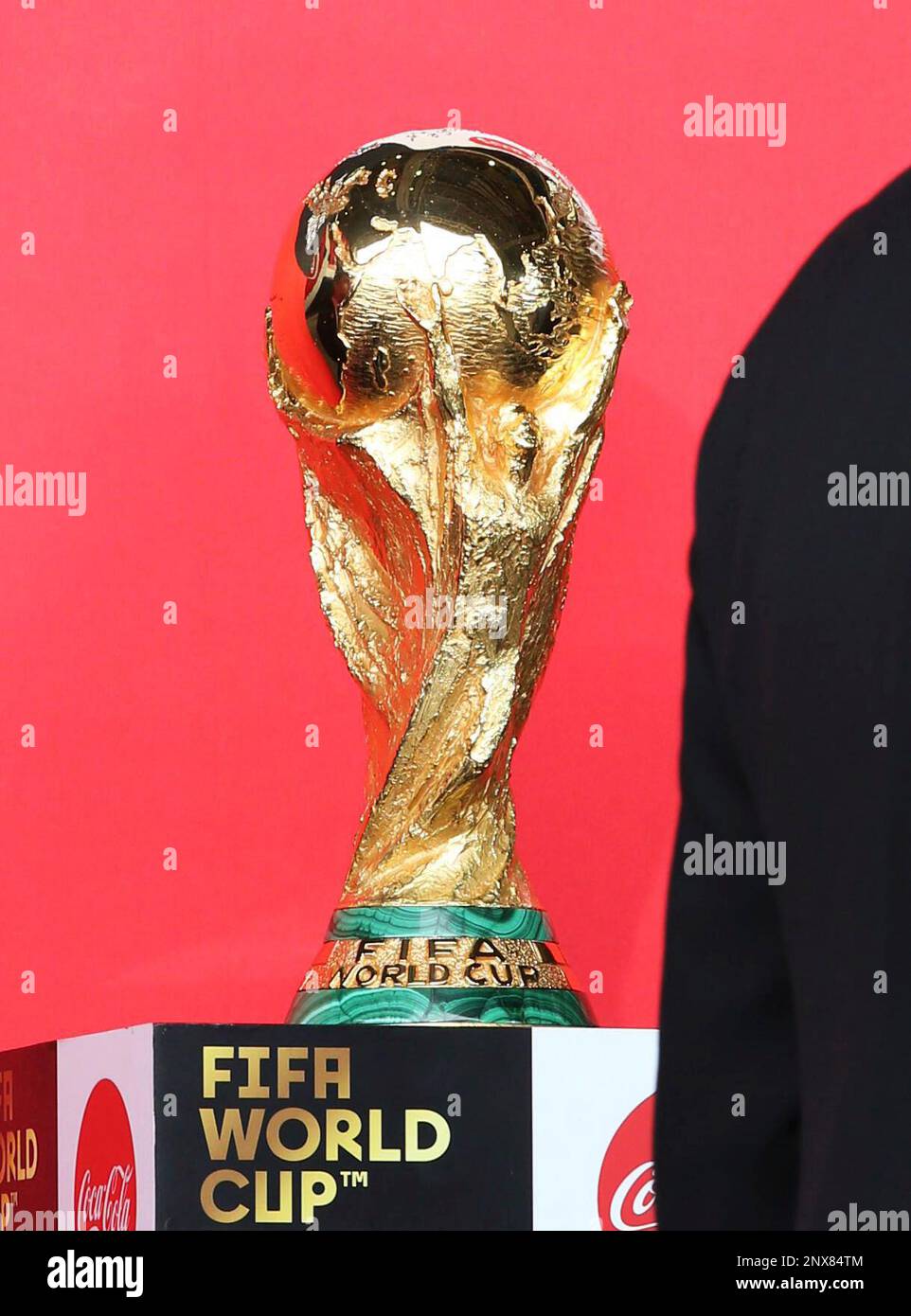 A FIFA World Cup Trophy arrives at Haneda Airport in Tokyo on April 27 ...