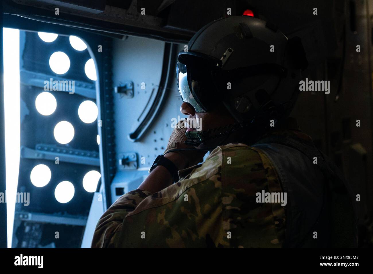U.S. Air Force Master Sgt. Liam McPhail, a loadmaster assigned to the ...