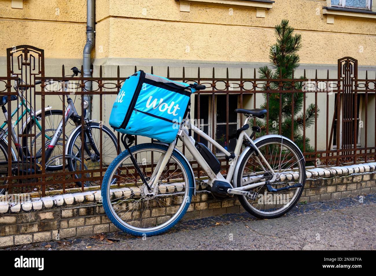 Berlin, Germany - February 9, 2023: Bike of a food delivery service ...
