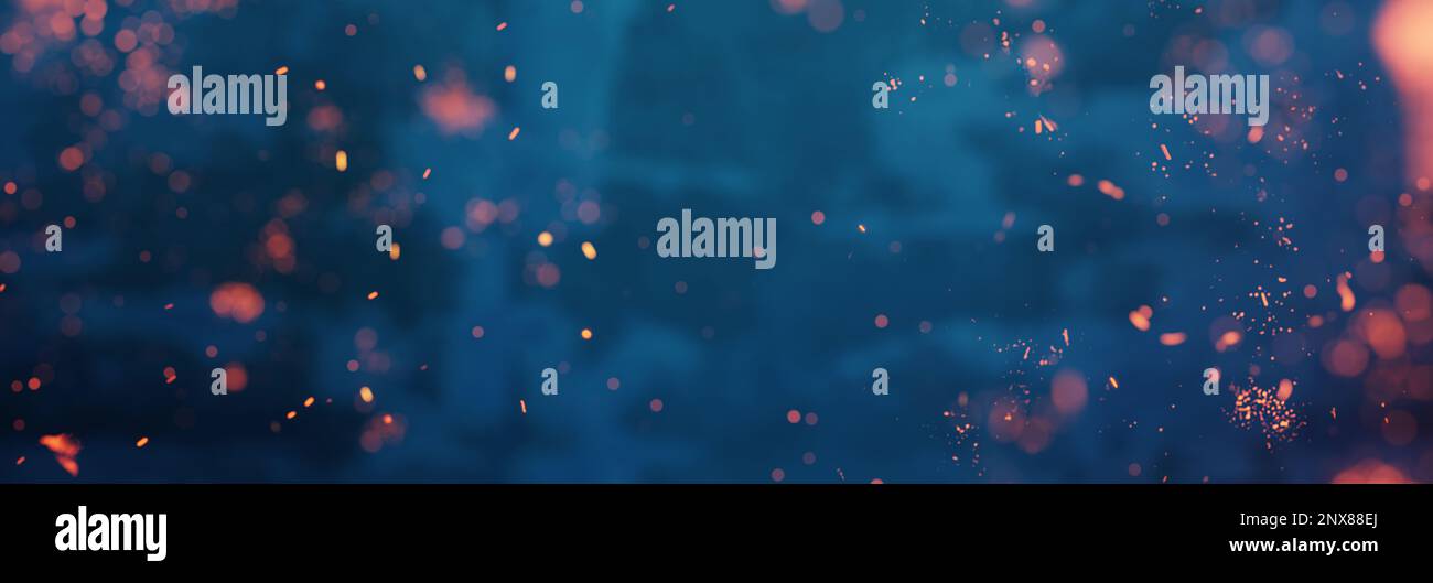 abstract blue background with flying fire particles Stock Photo - Alamy