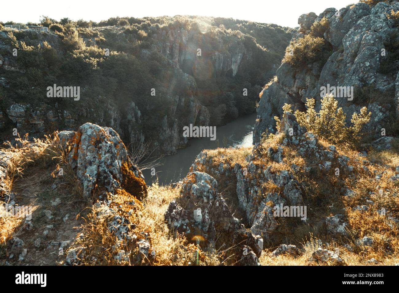 rocky landscape with the drini river in the region of Gjakova, Kosovo ...