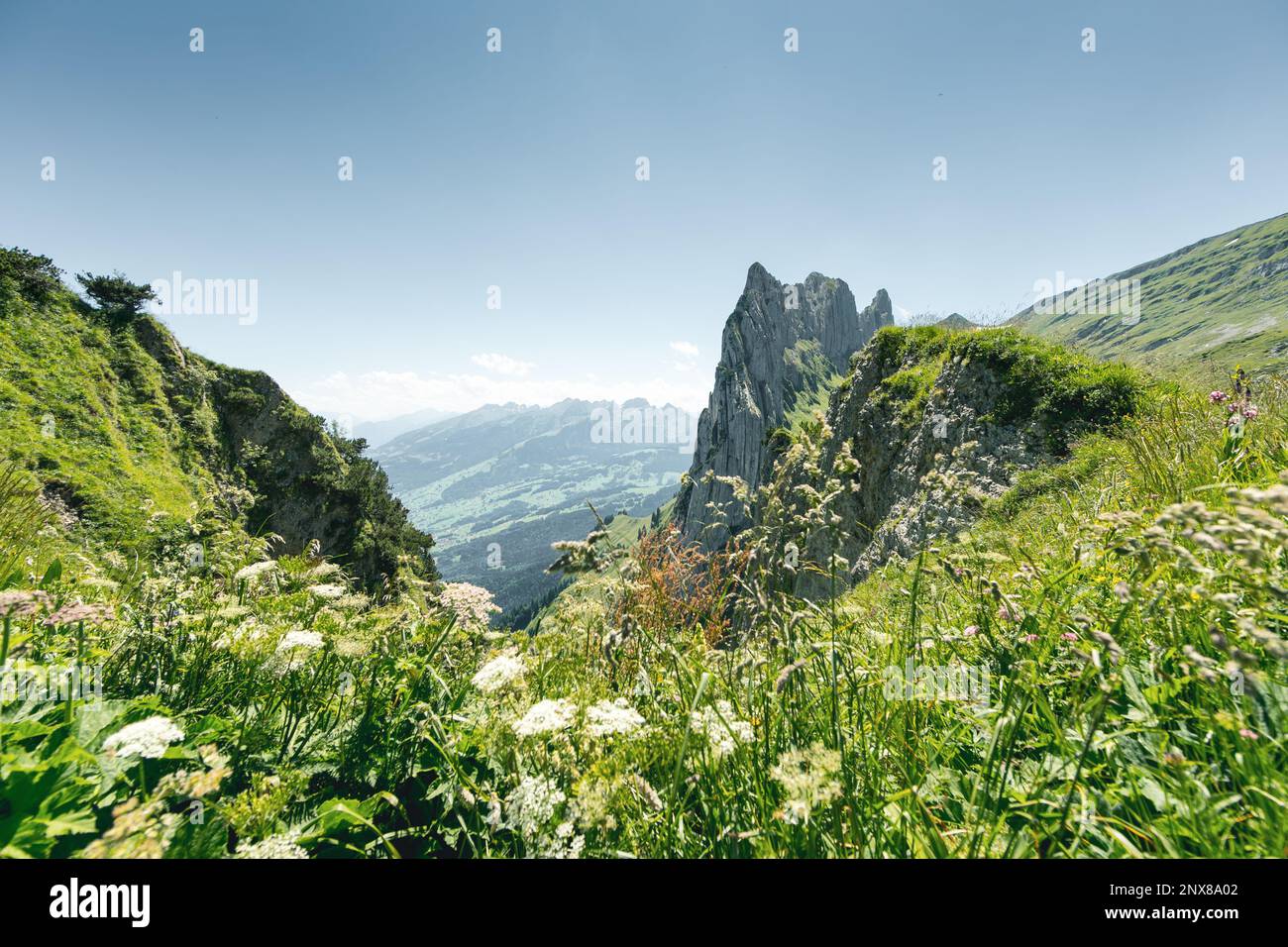 the pass crossing of saxer luecke at the alpstein alps in Appenzell ...