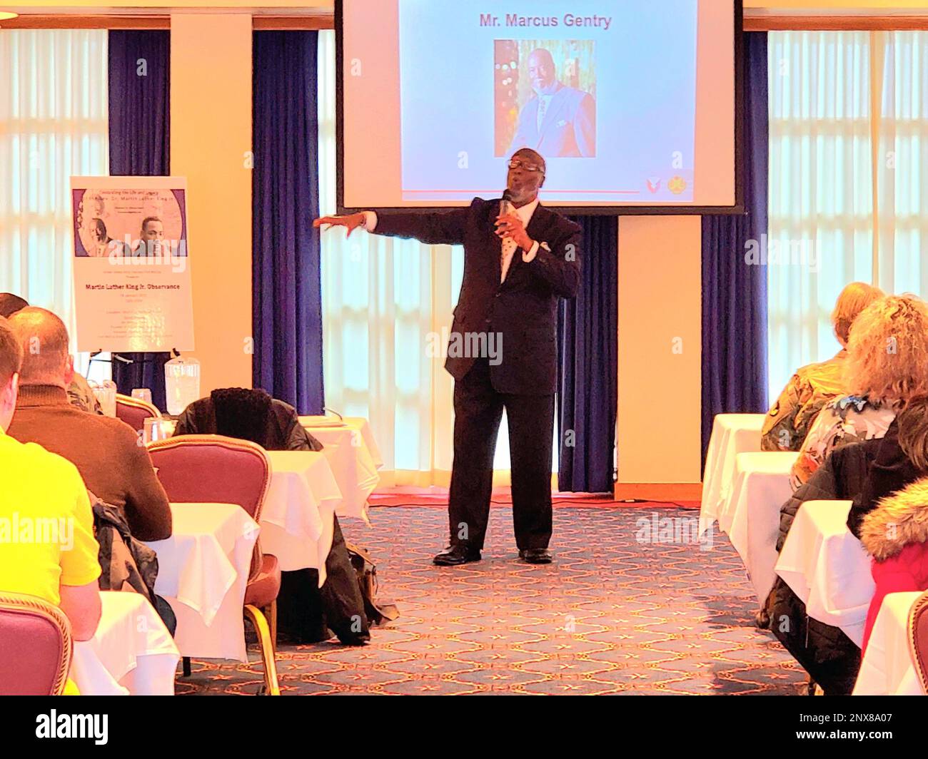 Guest speaker Marcus Gentry gives his presentation about Martin Luther ...