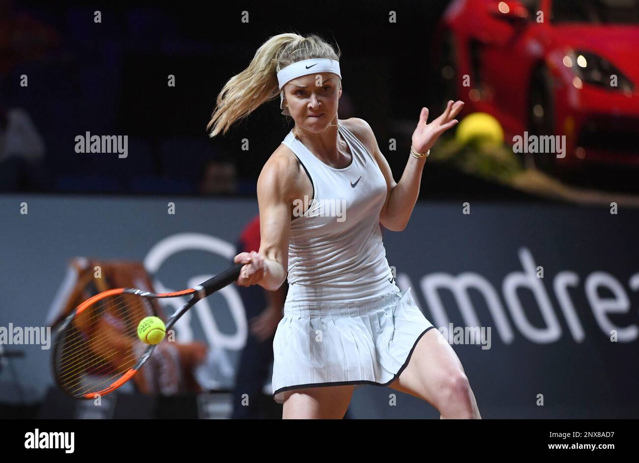 Ukraine's Elina Switolina returns a shot to Czech Republic's Marketa ...