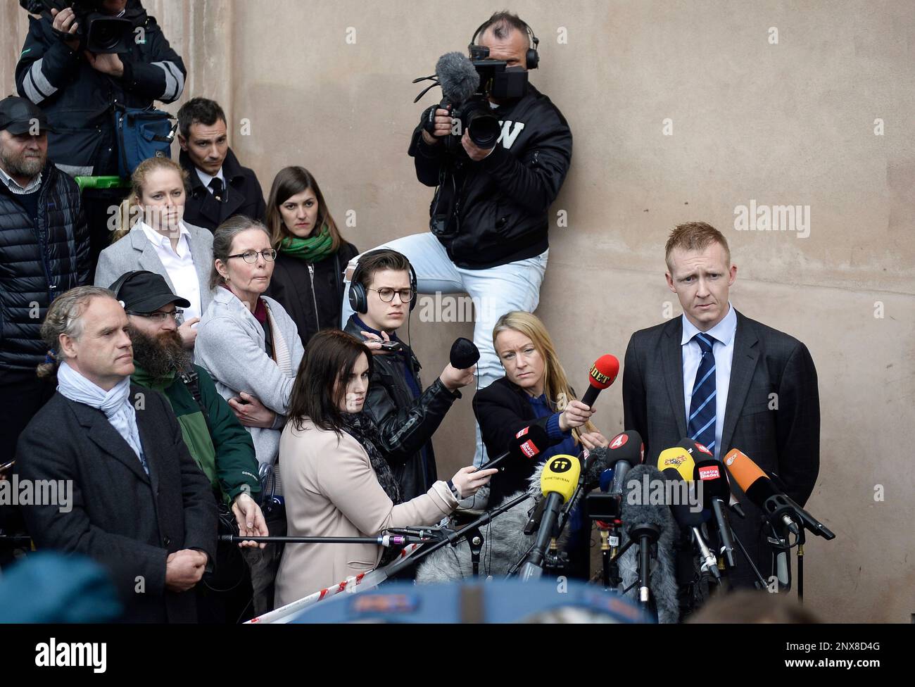 Prosecutor Jakob Buch-Jepsen, right, at a press briefing in front of ...