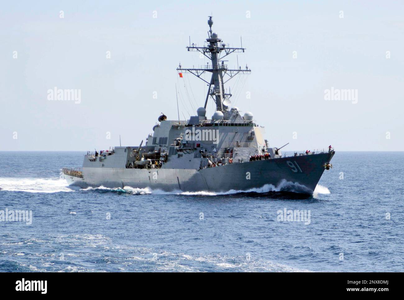 This April 12, 2017, photo provided by the U.S. Navy shows the guided ...