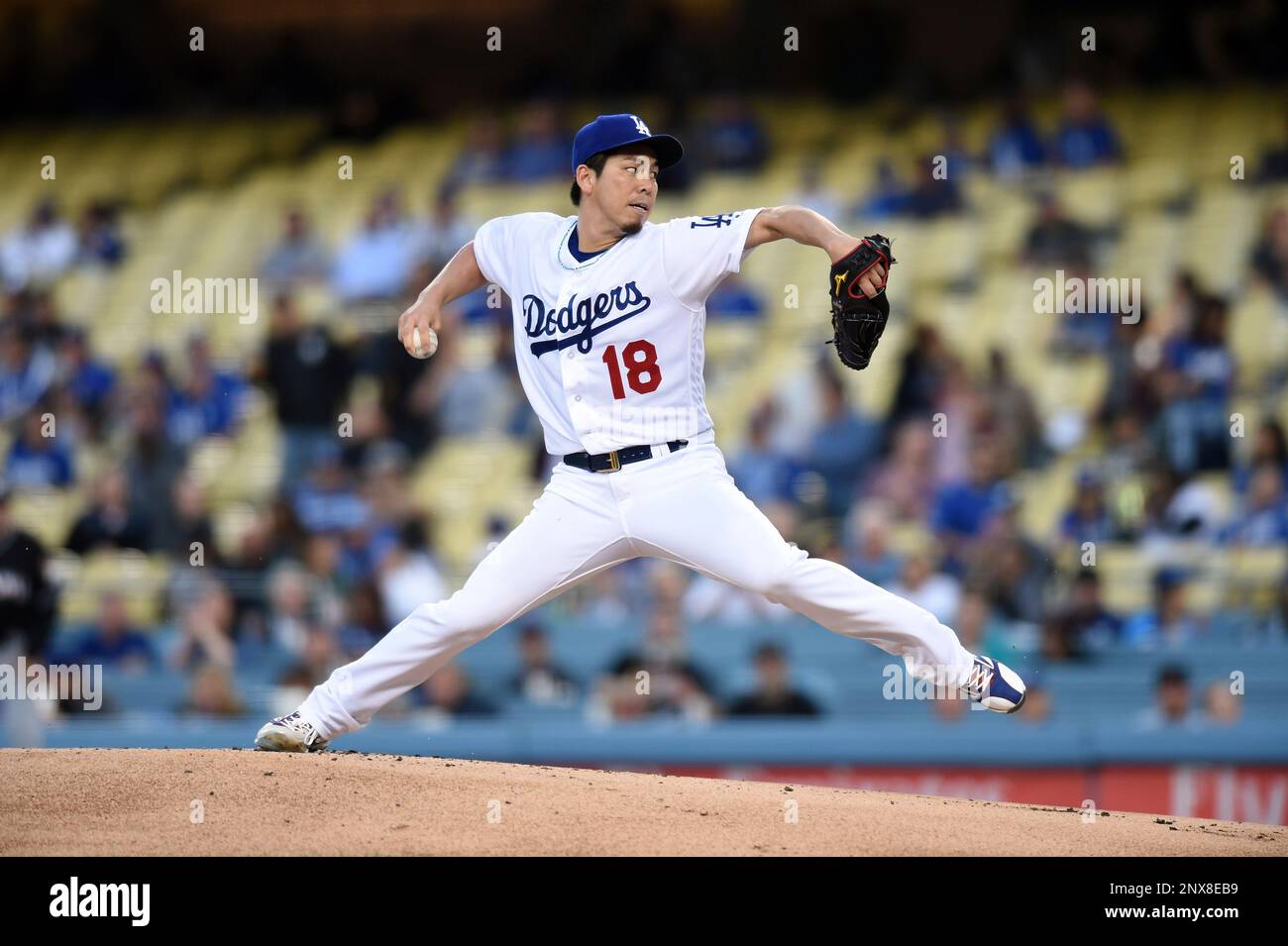 LOS ANGELES, CA - APRIL 24: Los Angeles Dodgers Pitcher Kenta Maeda (18 ...