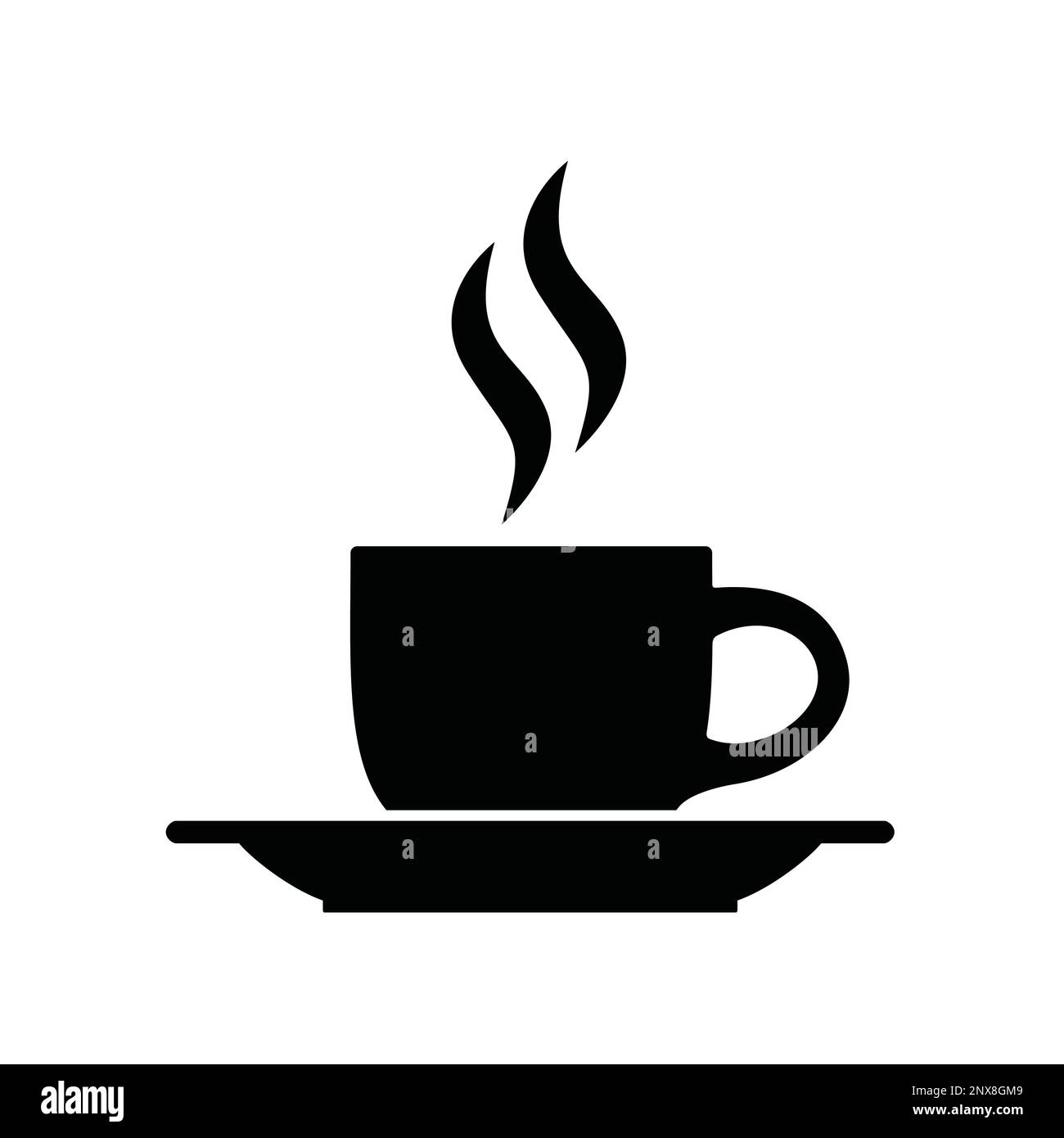 Flat design illustration of a cup of coffee or tea with smoke. Black ...