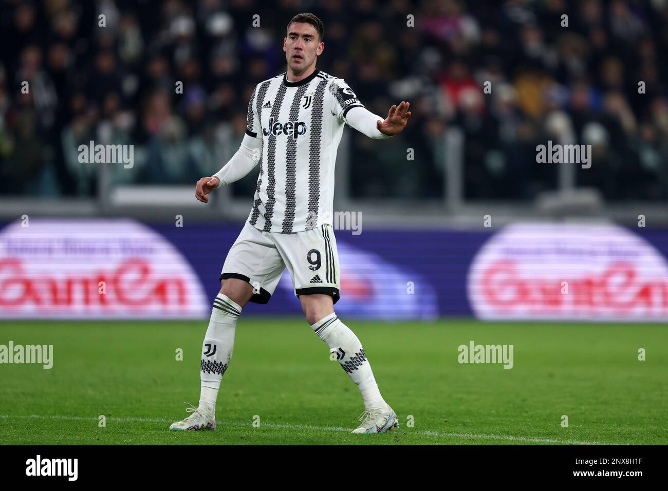 Turin, Italy . February 28, 2023, Dusan Vlahovic of Juventus Fc ...