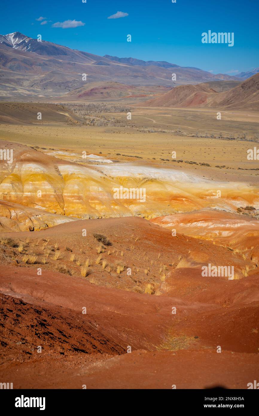Natural texture of sandstone in colorful Mars in Altai Mountains, place ...