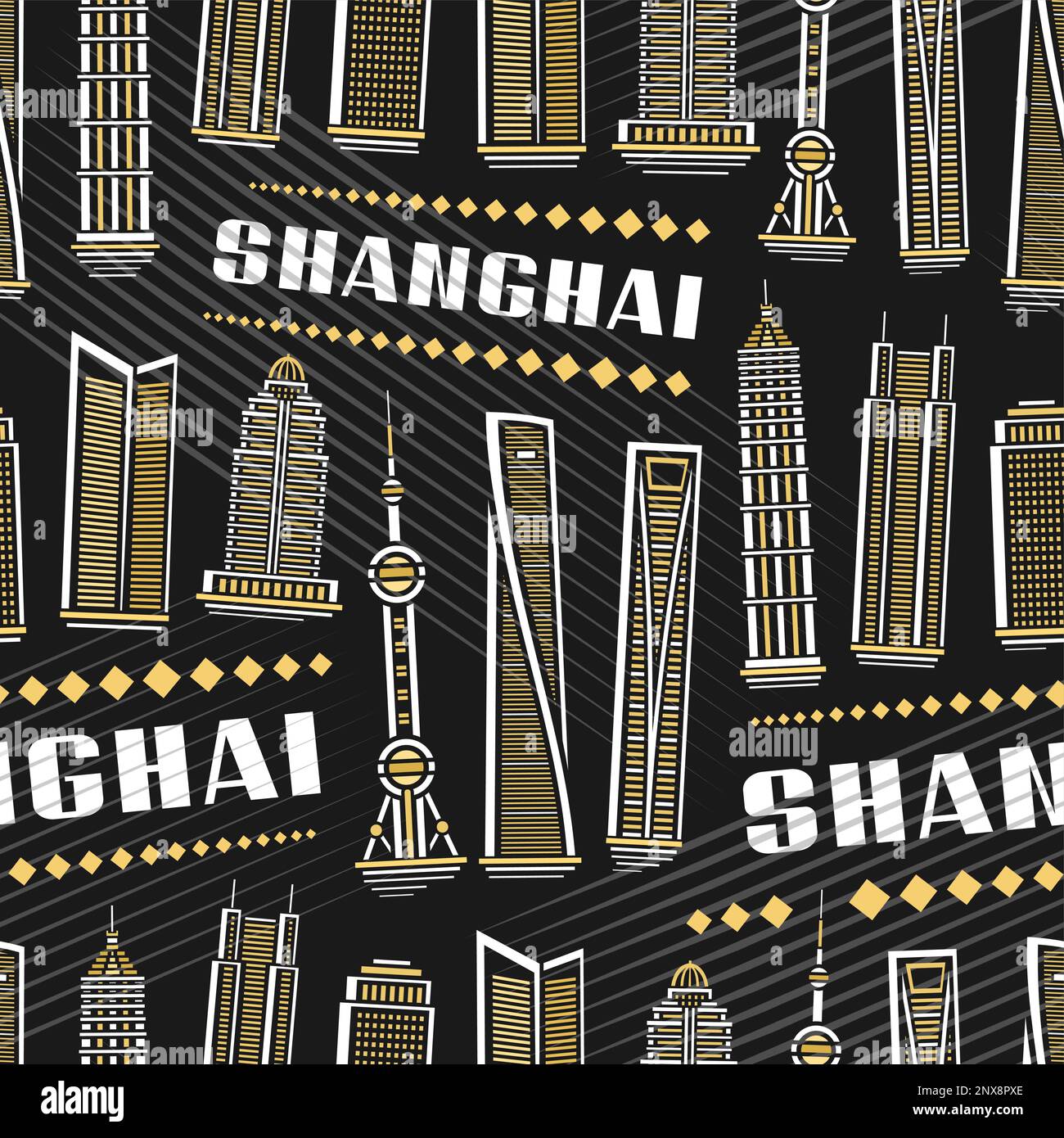Vector Shanghai Seamless Pattern, repeating background with ...