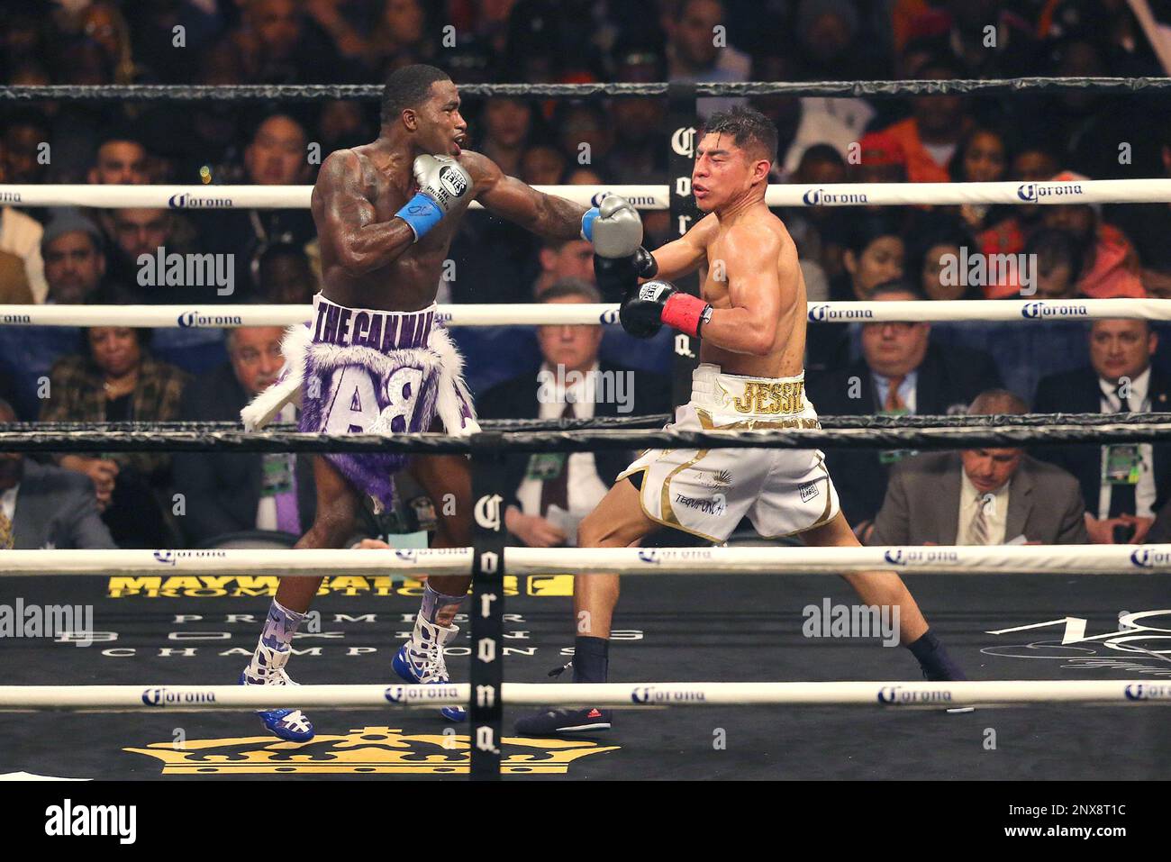 Adrien Broner (L) punches Jessie Vargas in the face during a Showtime ...