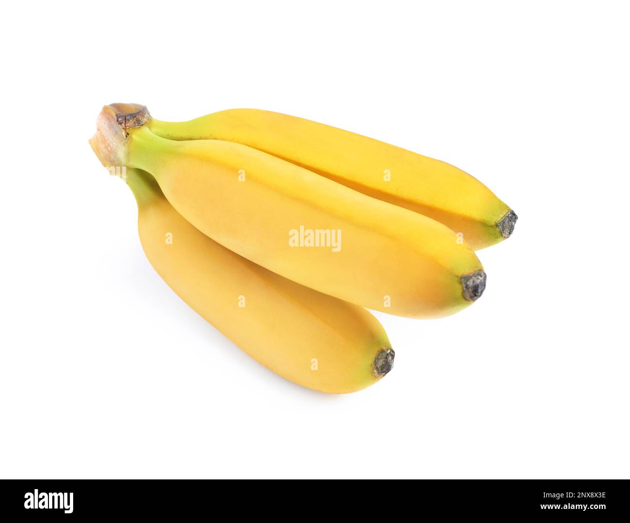 Cluster of ripe baby bananas on white background Stock Photo - Alamy