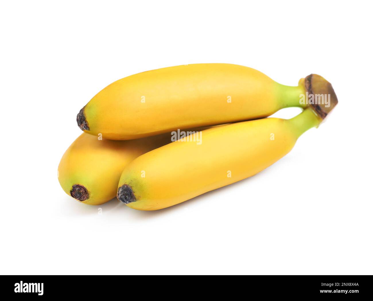 Cluster of ripe baby bananas on white background Stock Photo - Alamy