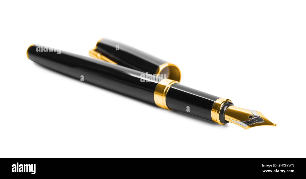Beautiful fountain pen with ornate nib isolated on white Stock Photo ...