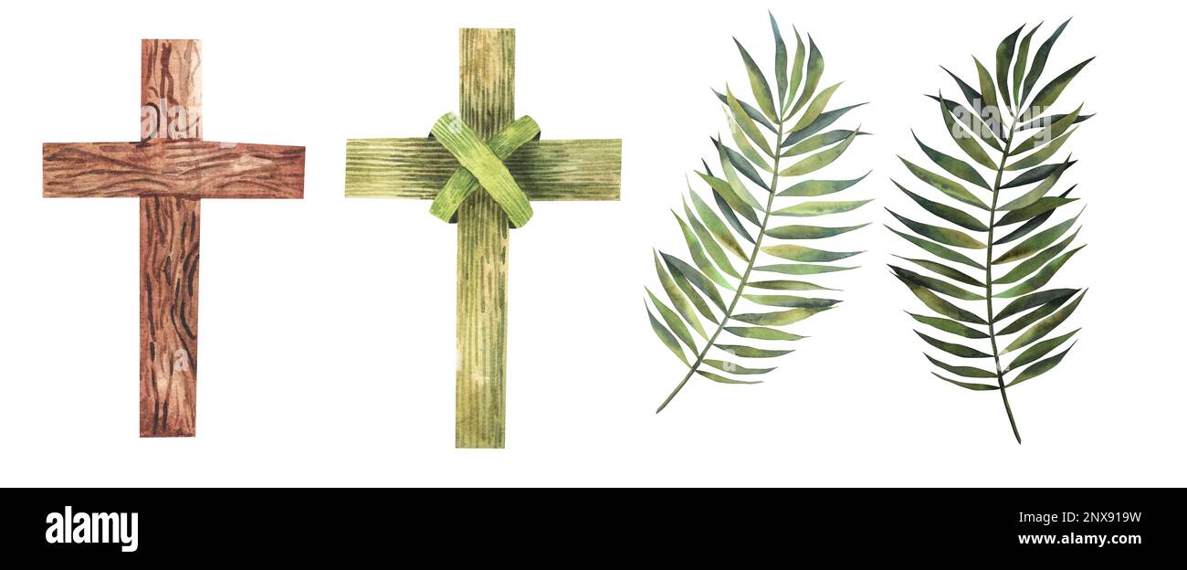 traditional religious christian cross symbol watercolor illustration ...