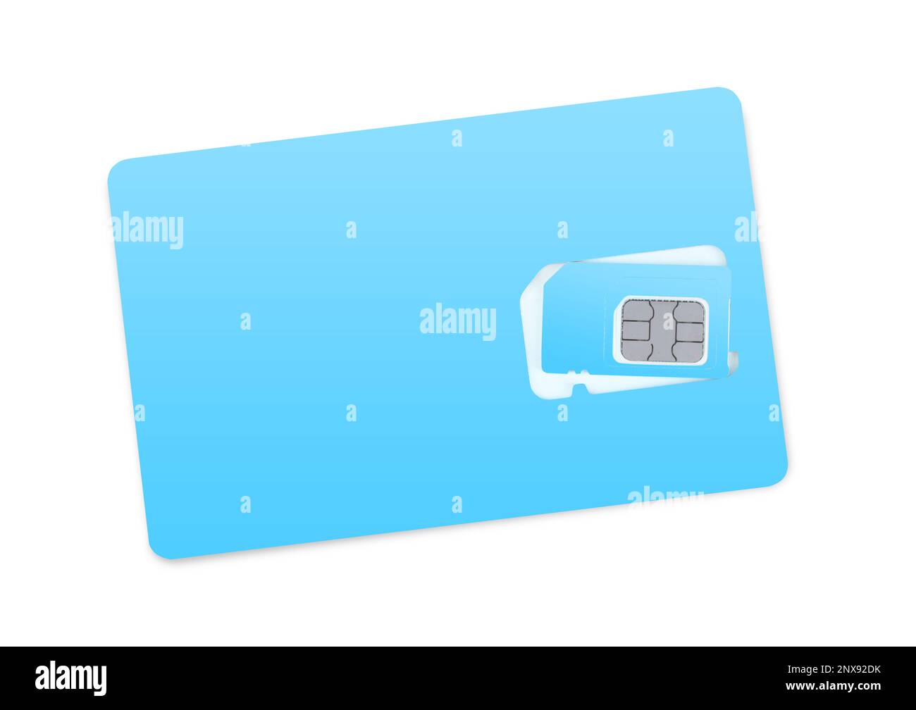 Light blue SIM card isolated on white, top view Stock Photo - Alamy