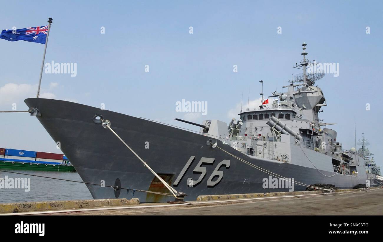 In this Thursday, April 19, 2018, photo, Royal Australian Navy frigate ...