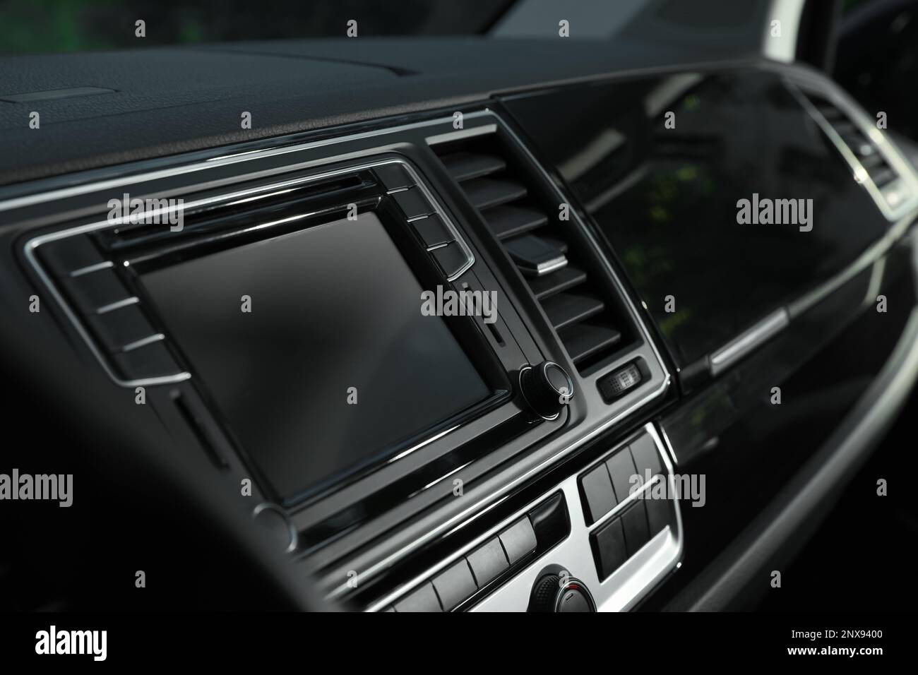 View of dashboard with navigation system in modern car Stock Photo - Alamy
