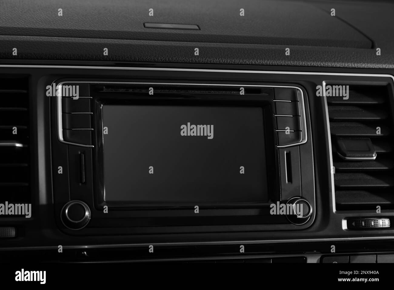 Closeup view of dashboard with navigation system in modern car Stock ...